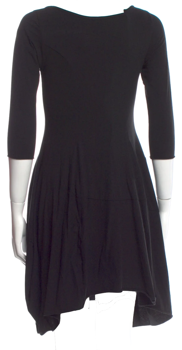 Rundholz Black Label. Black 3/4 Sleeve Polytech Fabric Mini Dress ...